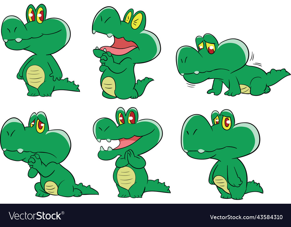 Crocodile cartoon set Royalty Free Vector Image Crocodile cartoon set Royalty Free Vector Image