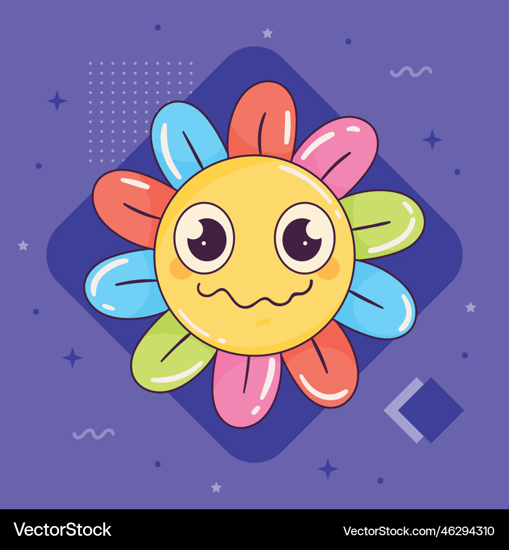 Flower emoji retro style Royalty Free Vector Image