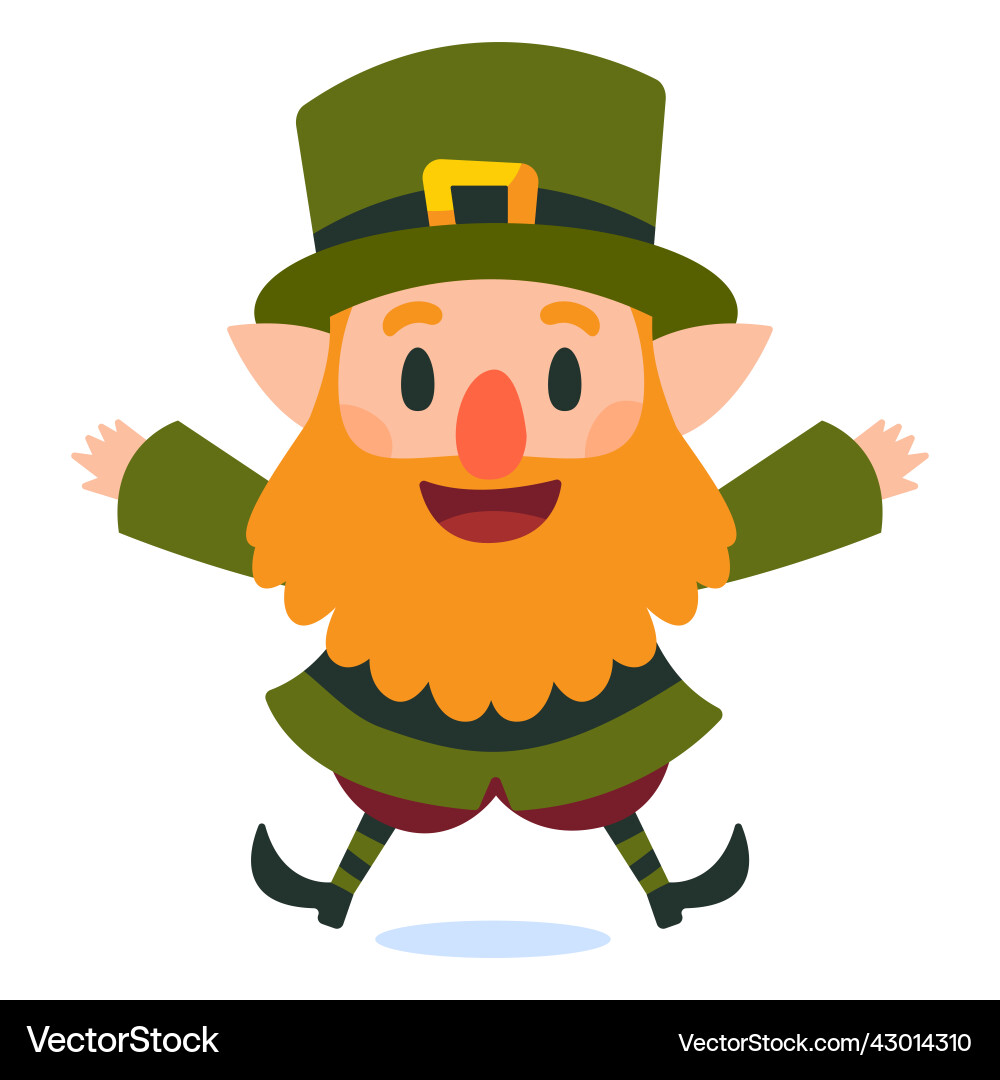 Happy leprechaun jumping cartoon Royalty Free Vector Image