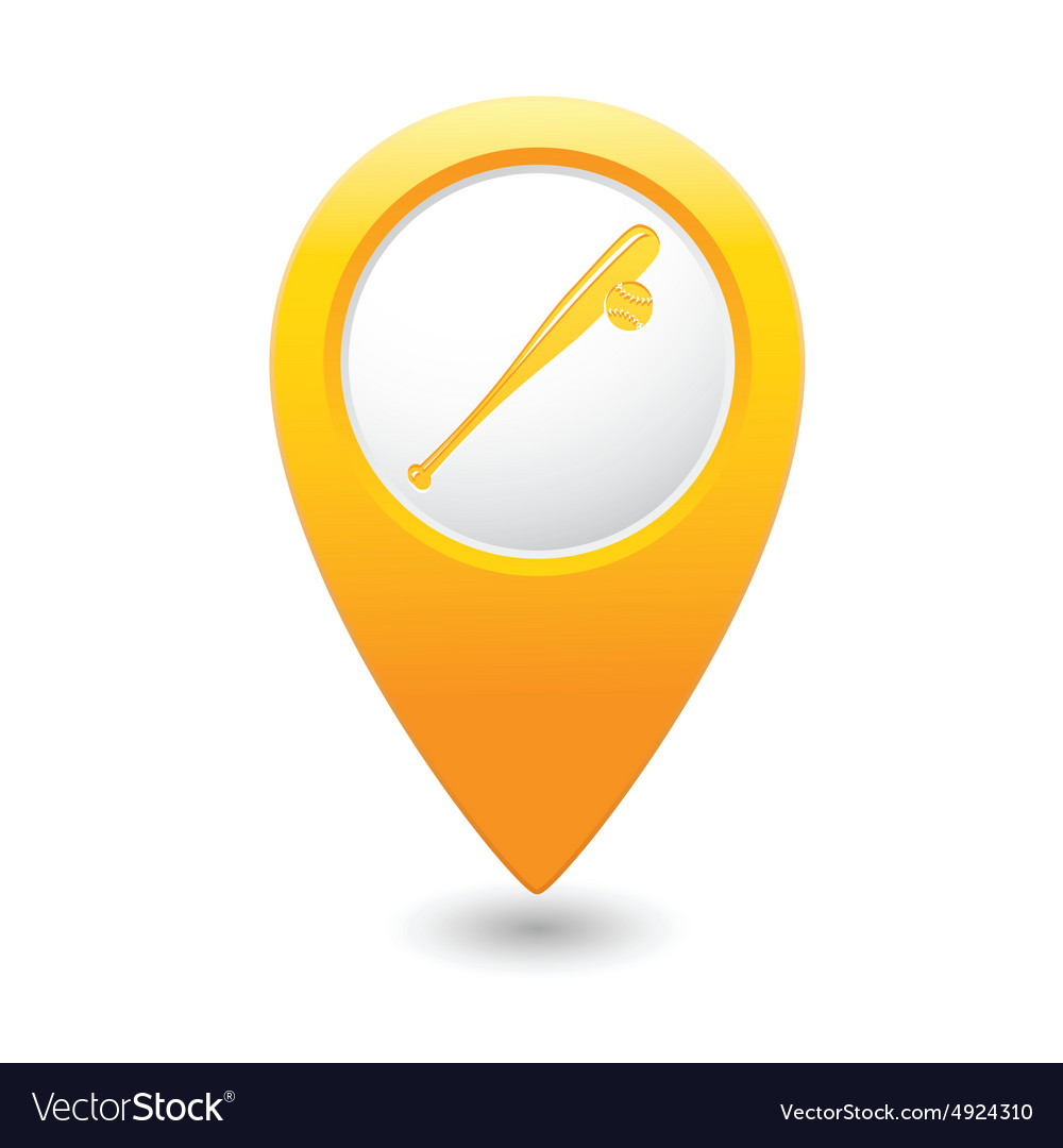 Map pointer with baseball icon Royalty Free Vector Image