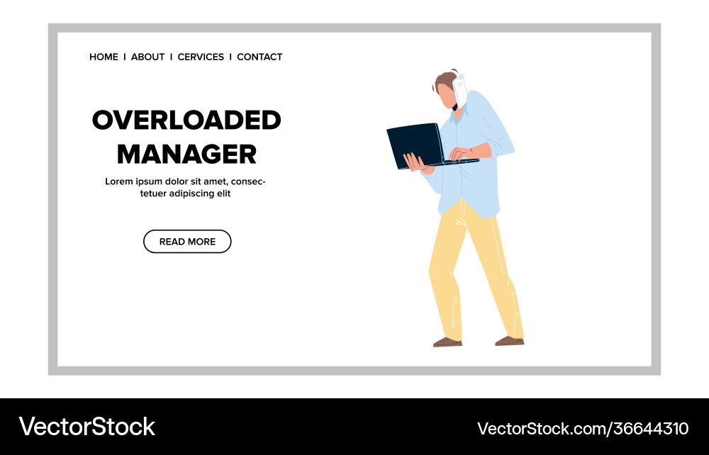 Overloaded manager businessman hard working Vector Image