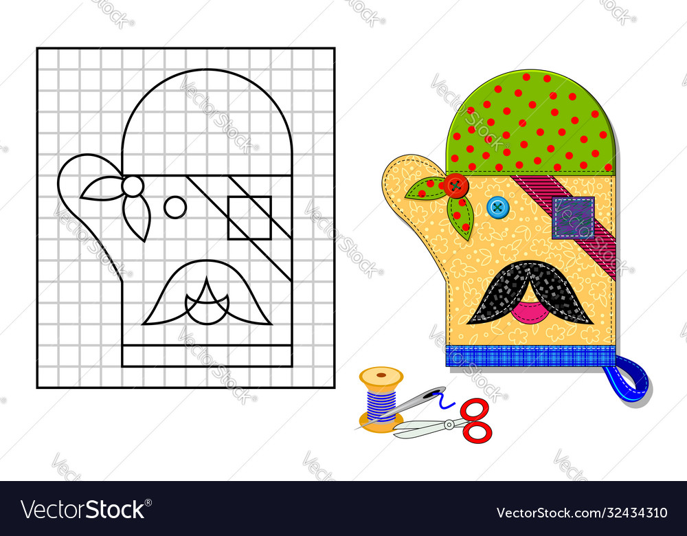 Printable template with pattern kitchen mitten Vector Image