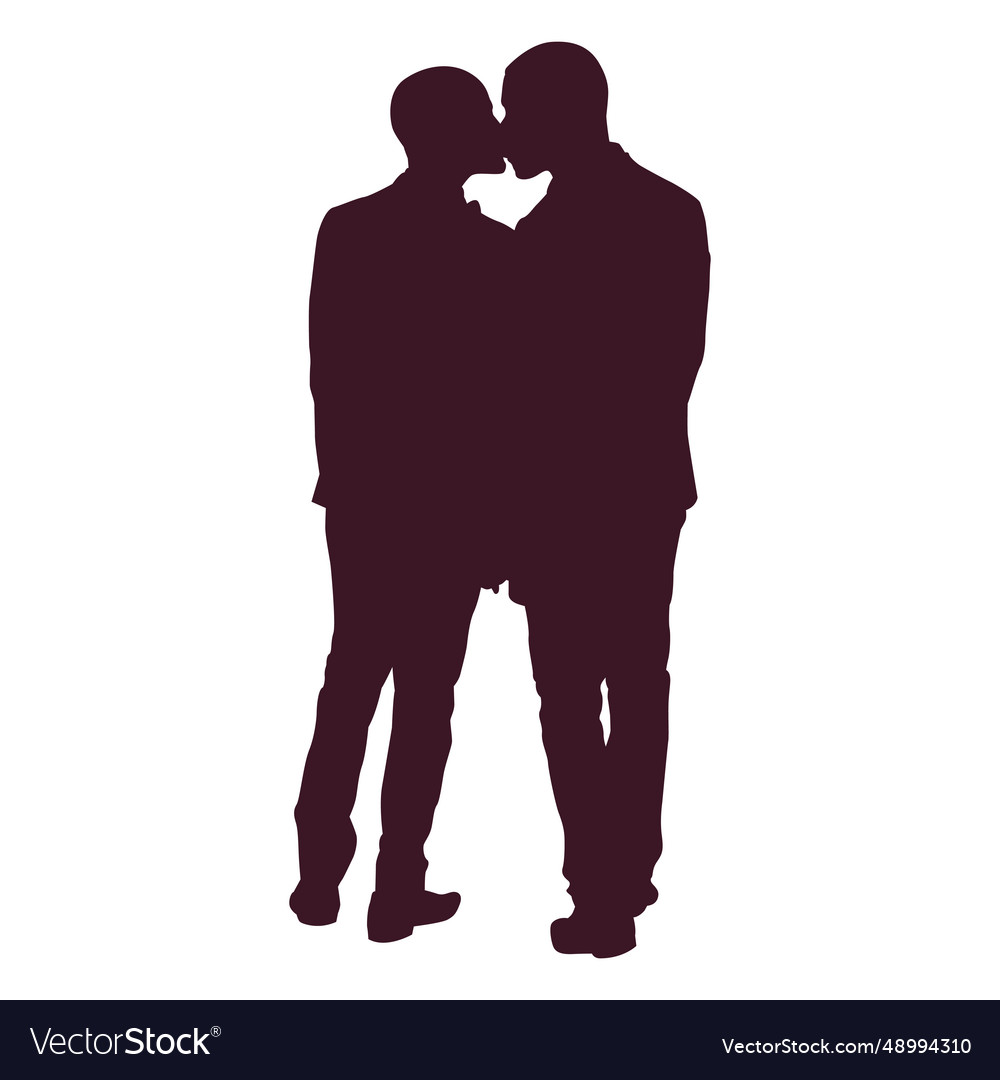 Romantic Gay Couple Kissing Silhouette Royalty Free Vector