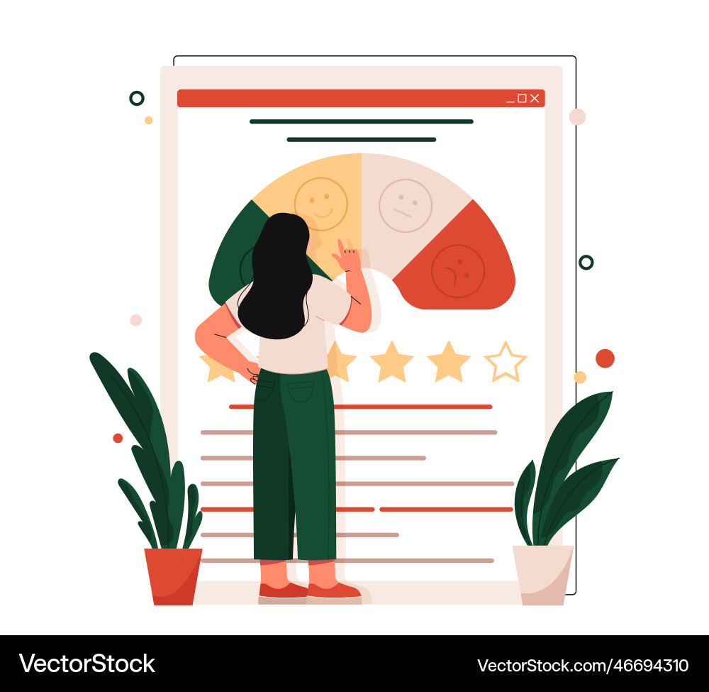 Woman with rating Royalty Free Vector Image - VectorStock