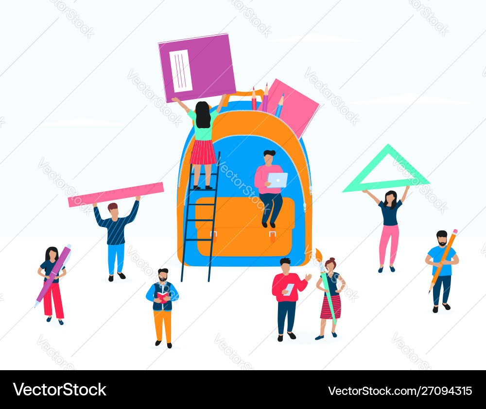 Back to school education concept people pack up Vector Image