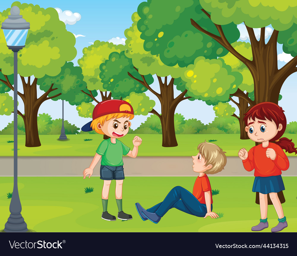 Bullying kids school scene Royalty Free Vector Image