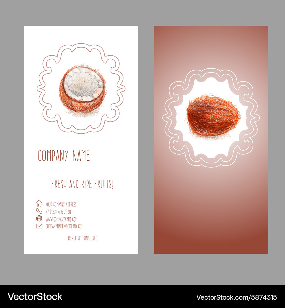 Business card with coconut Royalty Free Vector Image