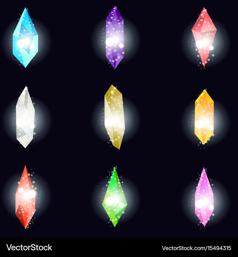 Crystals isolated on black background minerals Vector Image