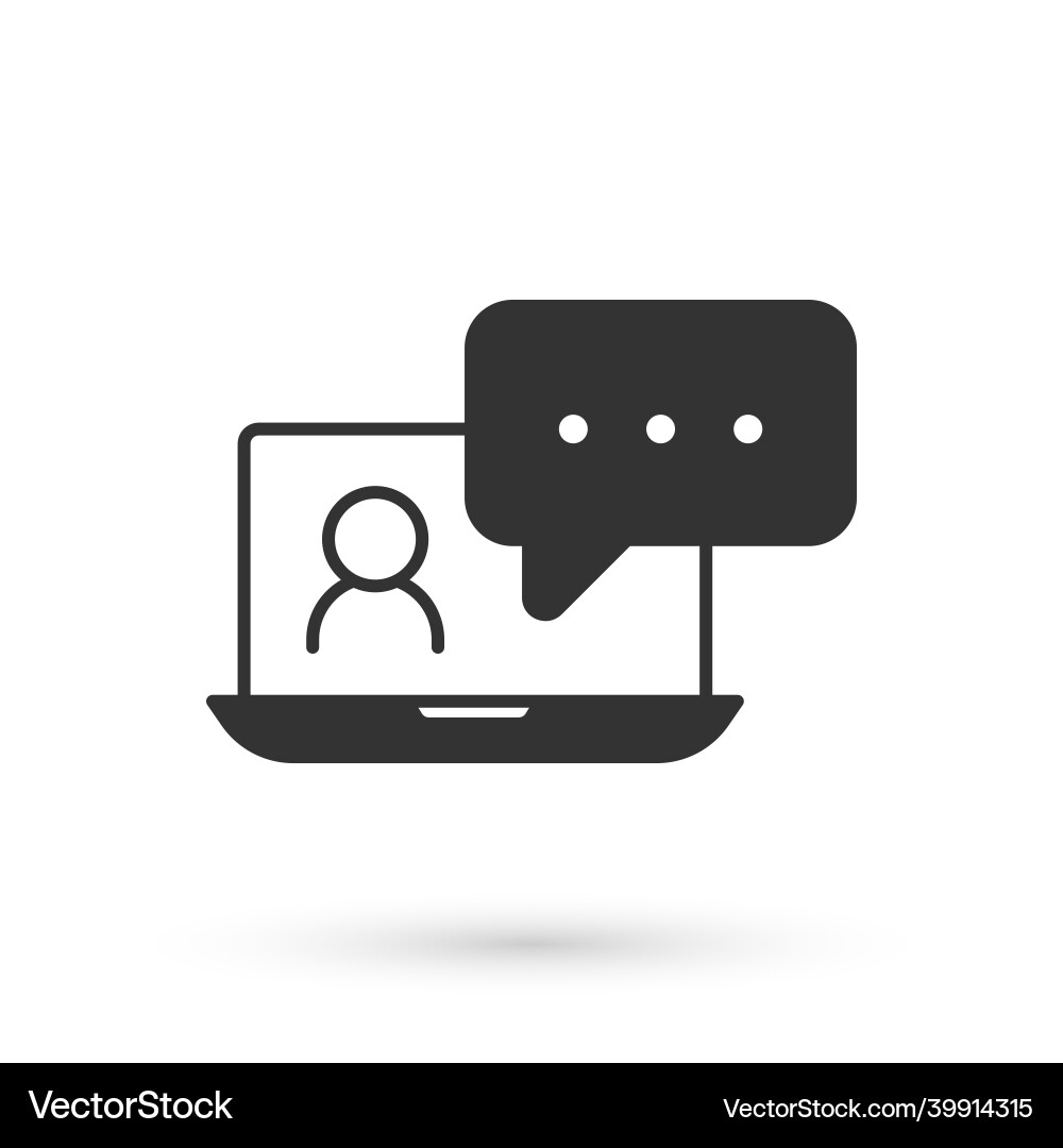 Grey video chat conference icon isolated on white Vector Image