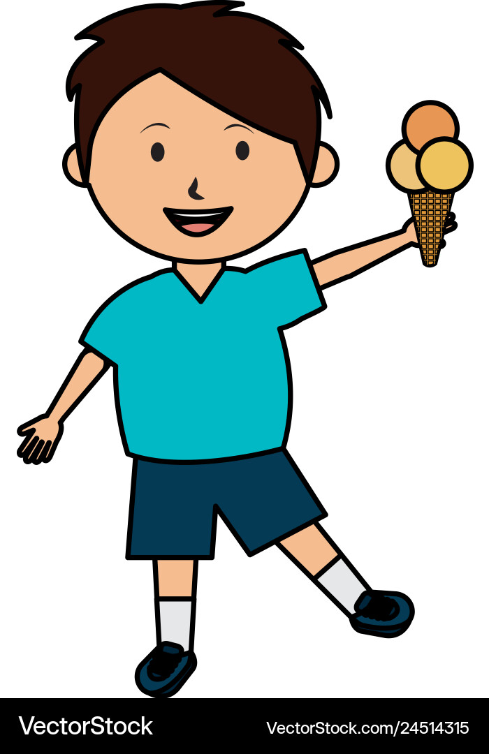 Little boy with ice cream Royalty Free Vector Image