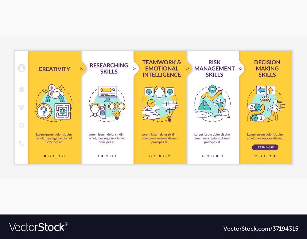 Problem Solving Abilities Onboarding Template Vector Image