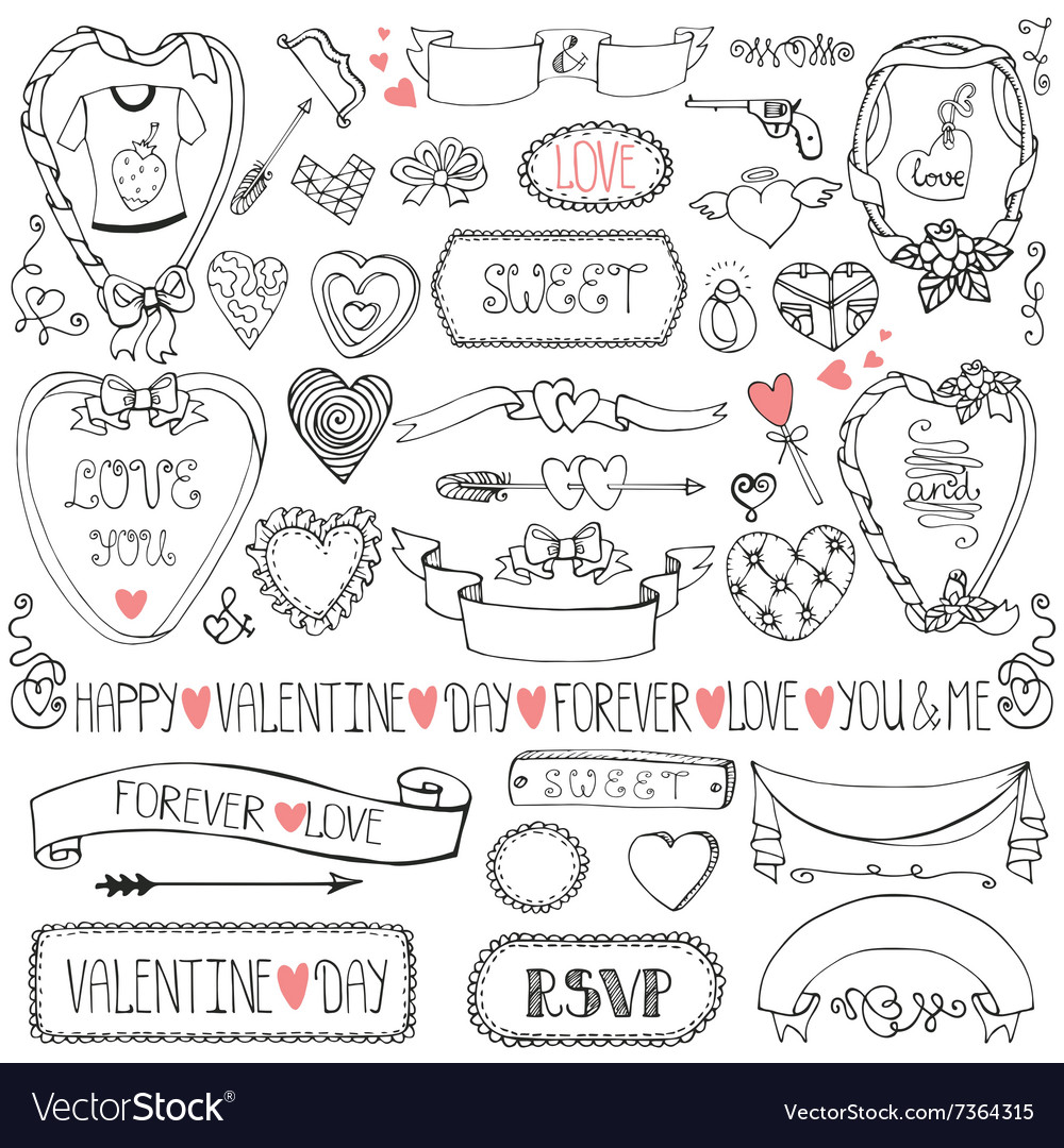 Valentines daywedding iconframesribbon decor Vector Image