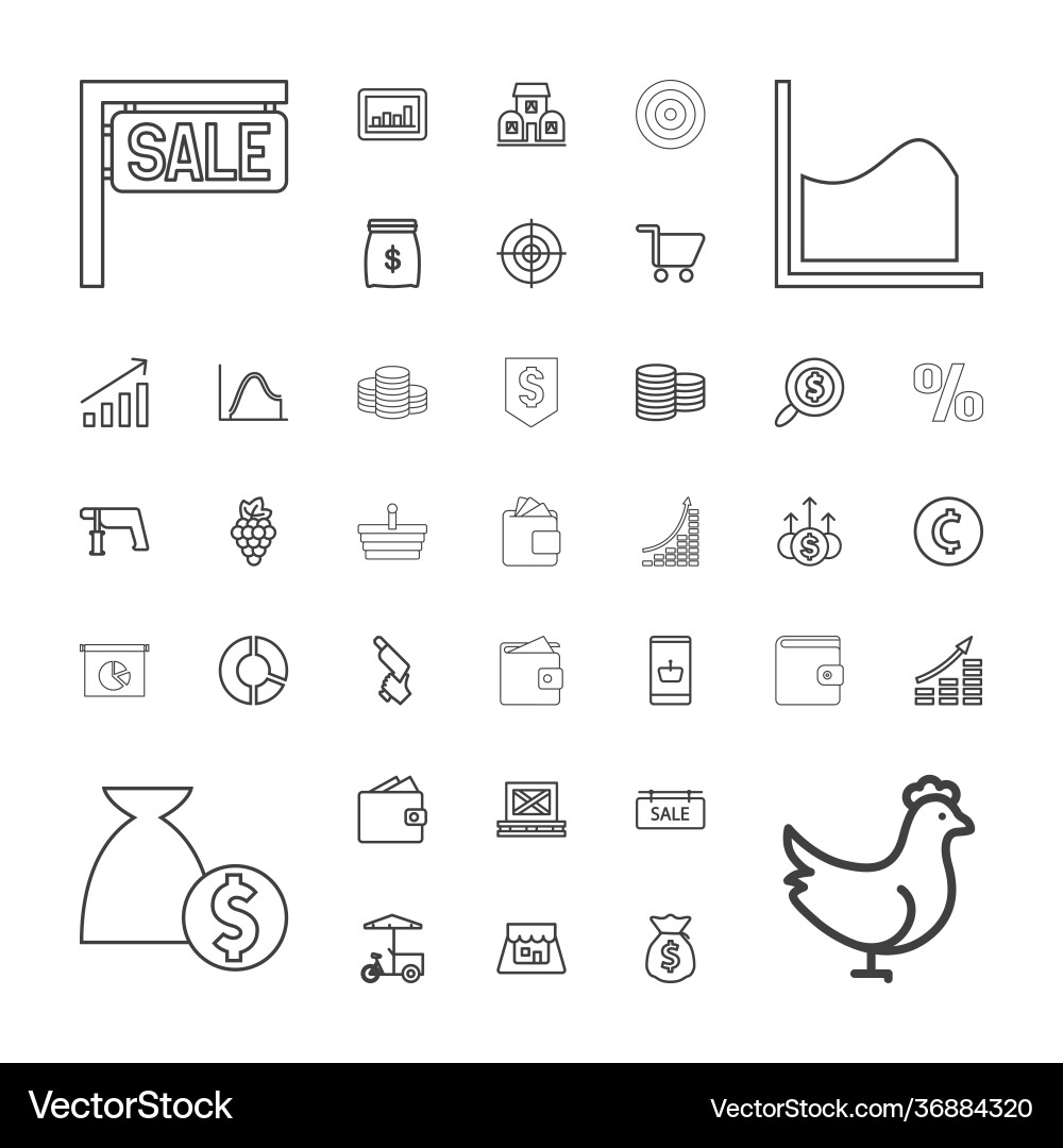 37 market icons Royalty Free Vector Image - VectorStock