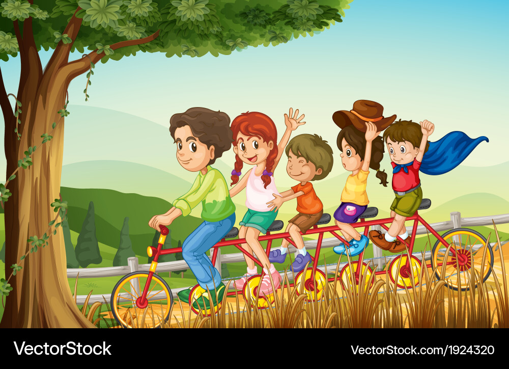 A group people biking Royalty Free Vector Image
