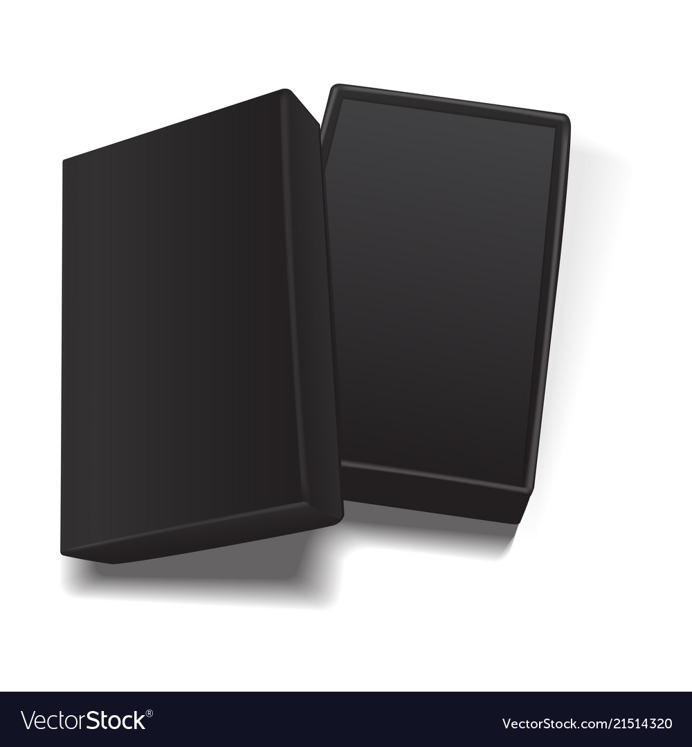 Black open empty rectangular cardboard box Vector Image