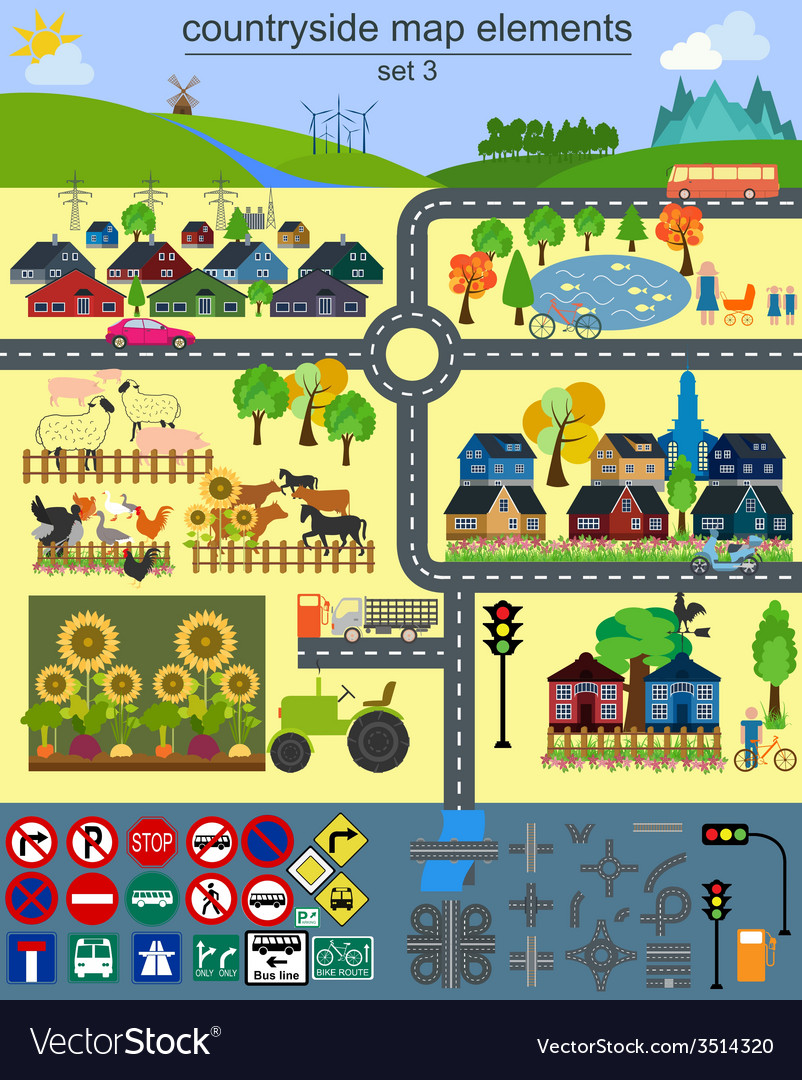 City map elements design Royalty Free Vector Image