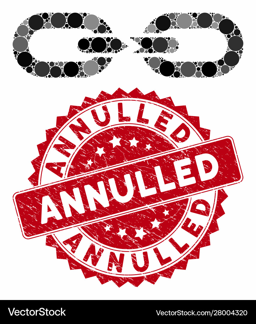 Collage chain break with distress annulled seal Vector Image