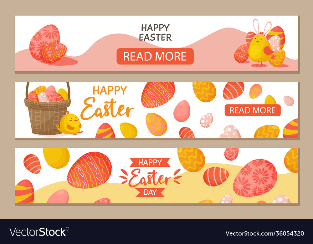 Collection easter horizontal banners Royalty Free Vector