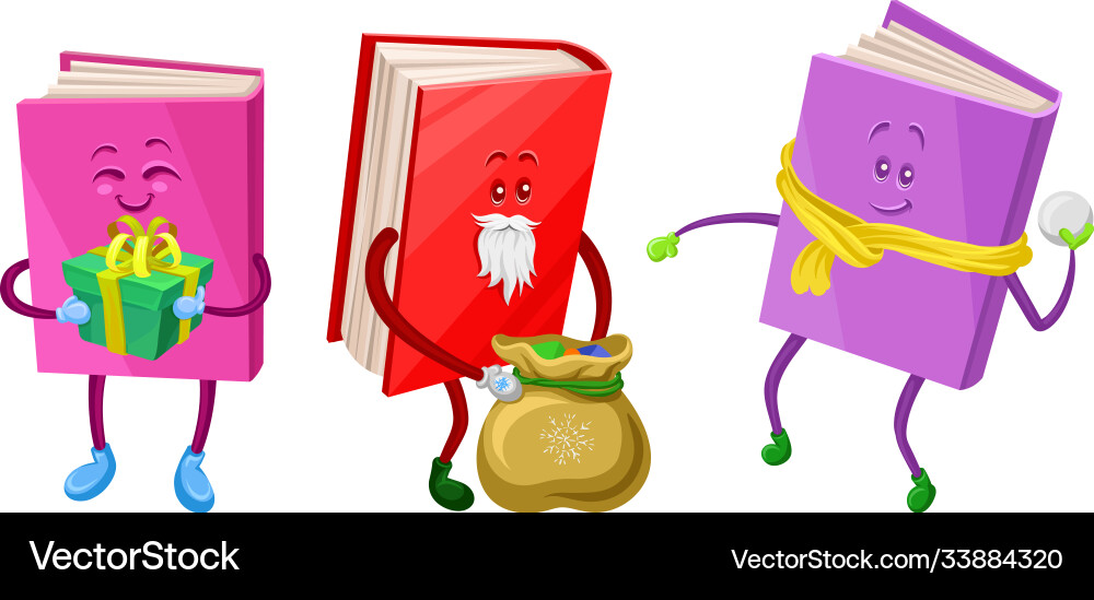 Cute humanized books in hard cover playing Vector Image