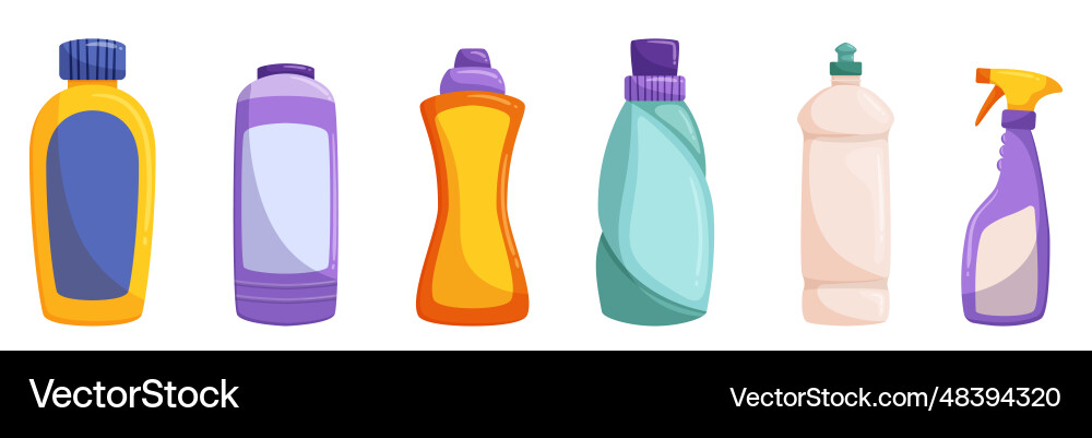 Detergent bottles isolated set of convenient Vector Image
