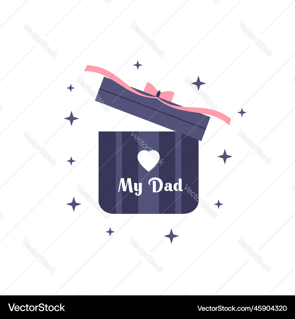 Gift with my dad text and heart banner element Vector Image