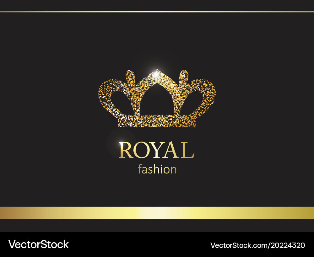 Gold crown luxury label emblem or packing logo Vector Image