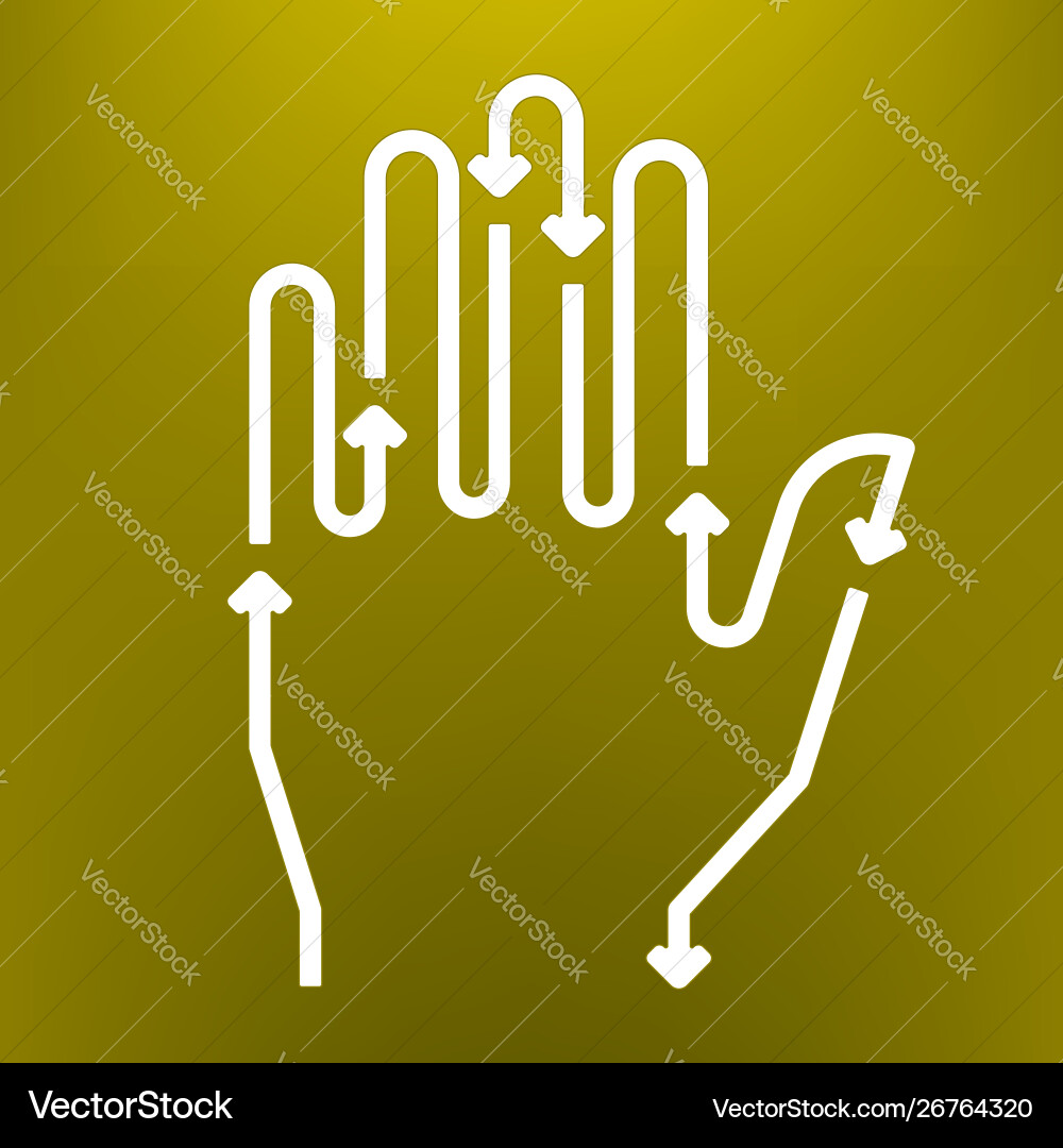 Hand icon in white with arrows direction symbol Vector Image