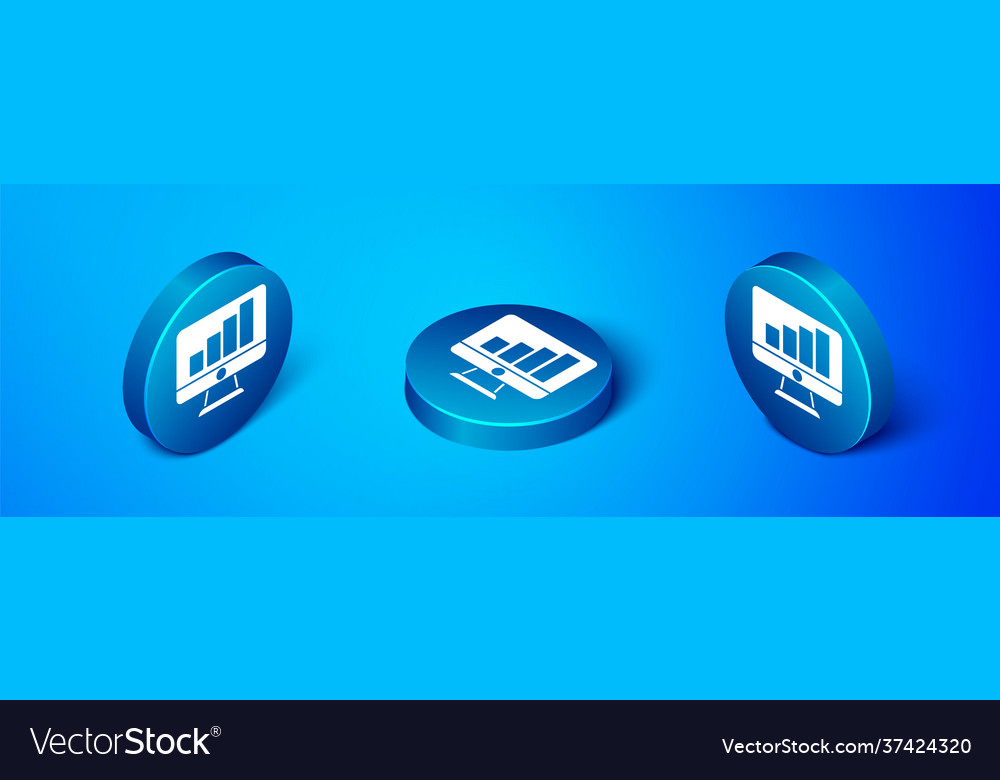 Isometric computer monitor with graph chart icon Vector Image