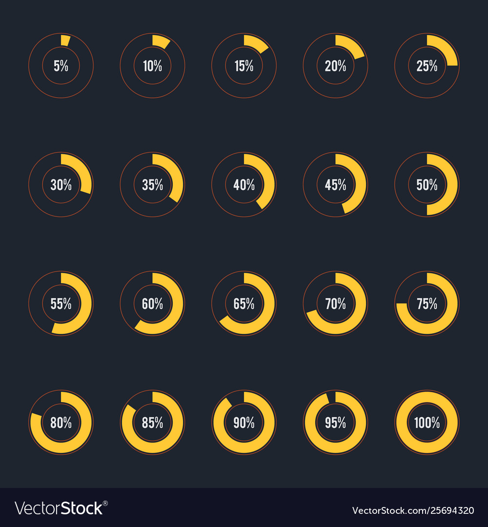 Modern circle progress bar icon set Royalty Free Vector