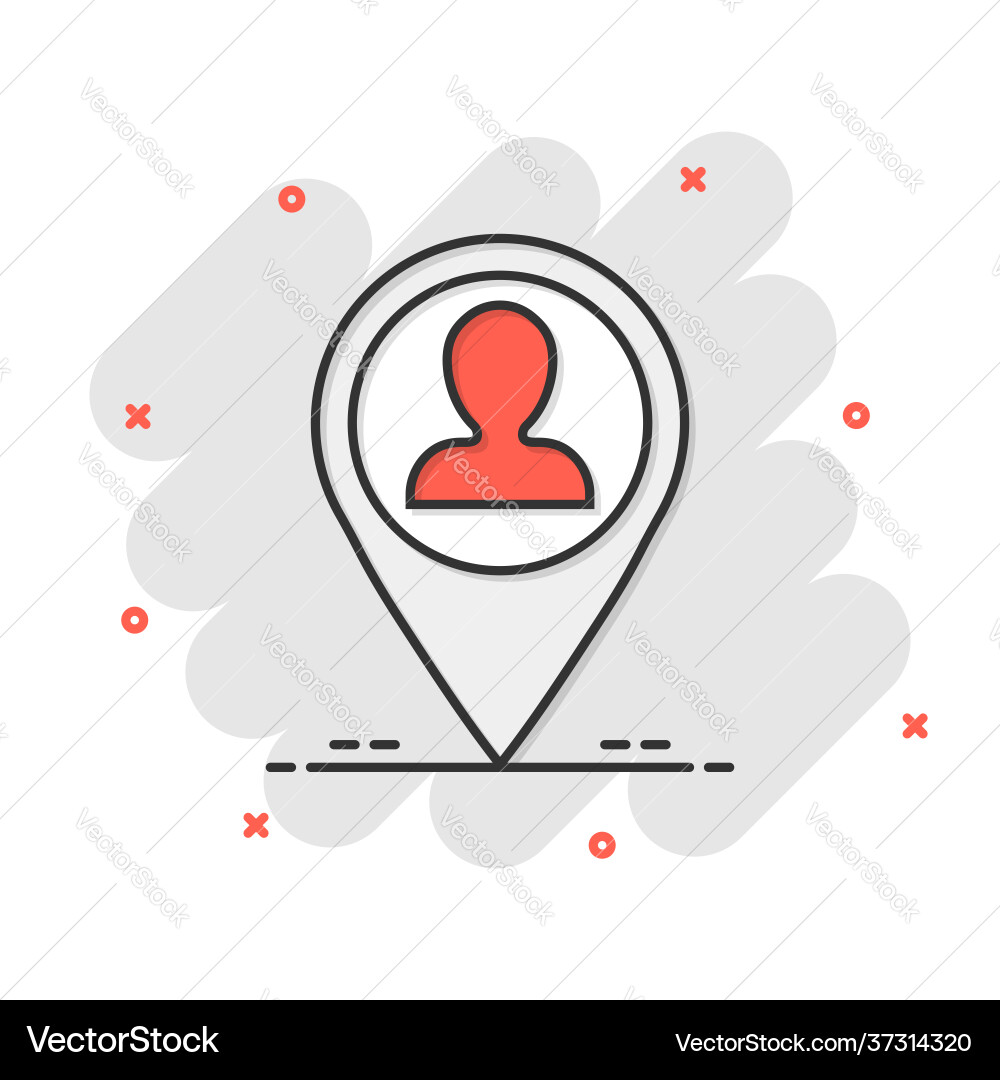 Placement icon in comic style people pin cartoon Vector Image