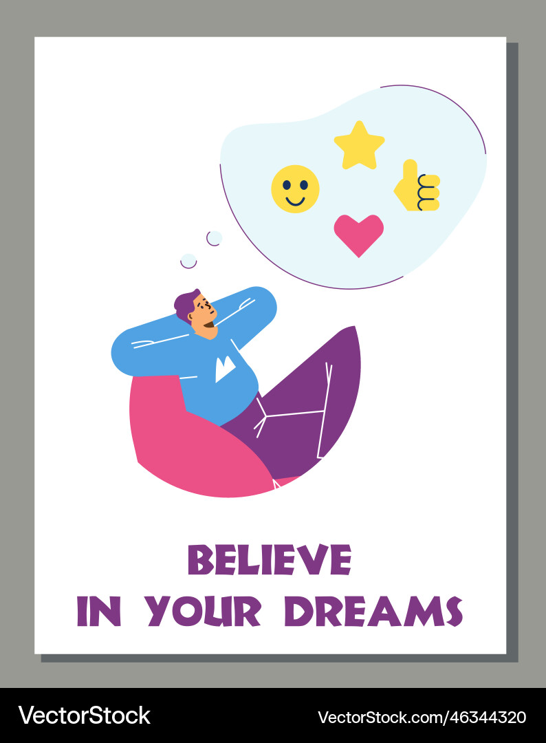 Poster or vertical banner with dreaming relaxing Vector Image