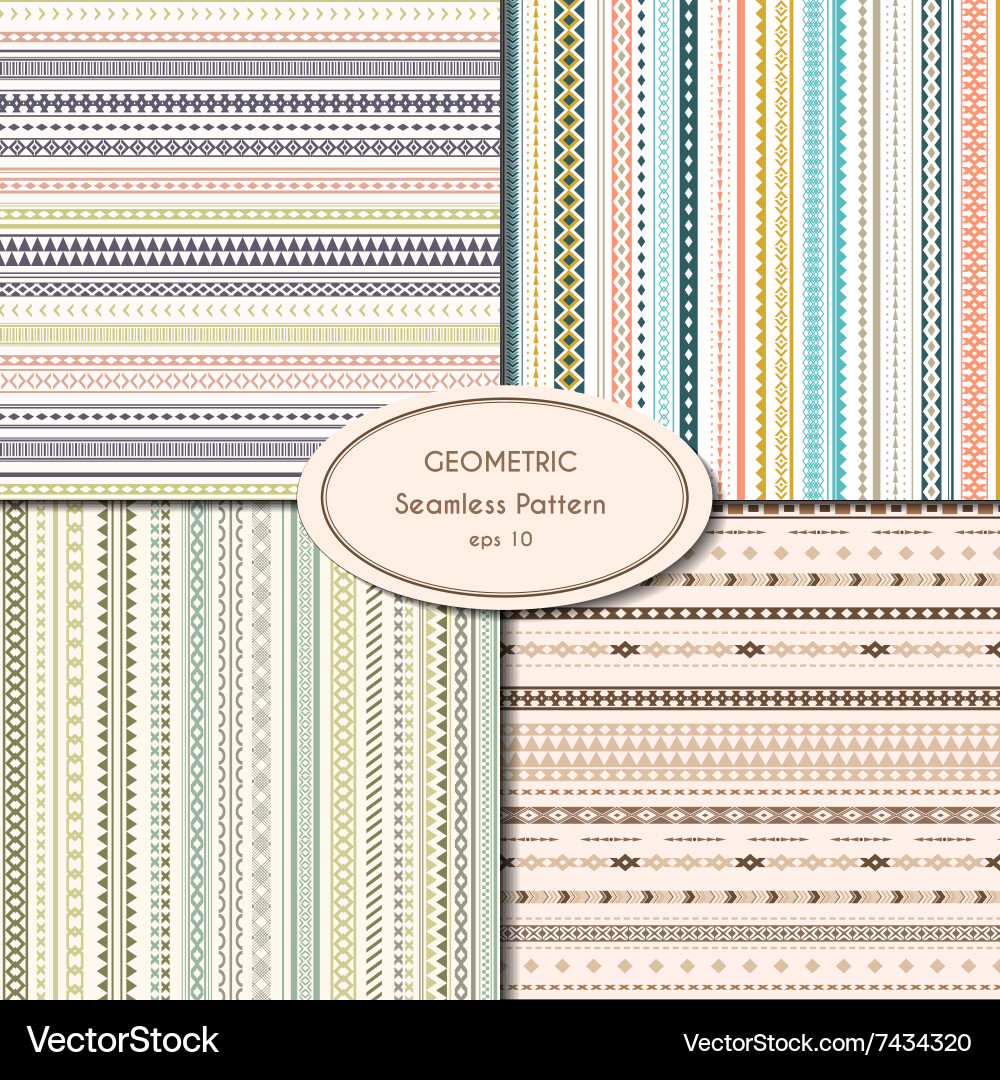 Seamless tribal texture set vintage ethnic Vector Image