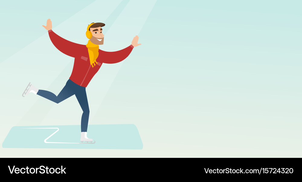 Young caucasian ice skating Royalty Free Vector Image
