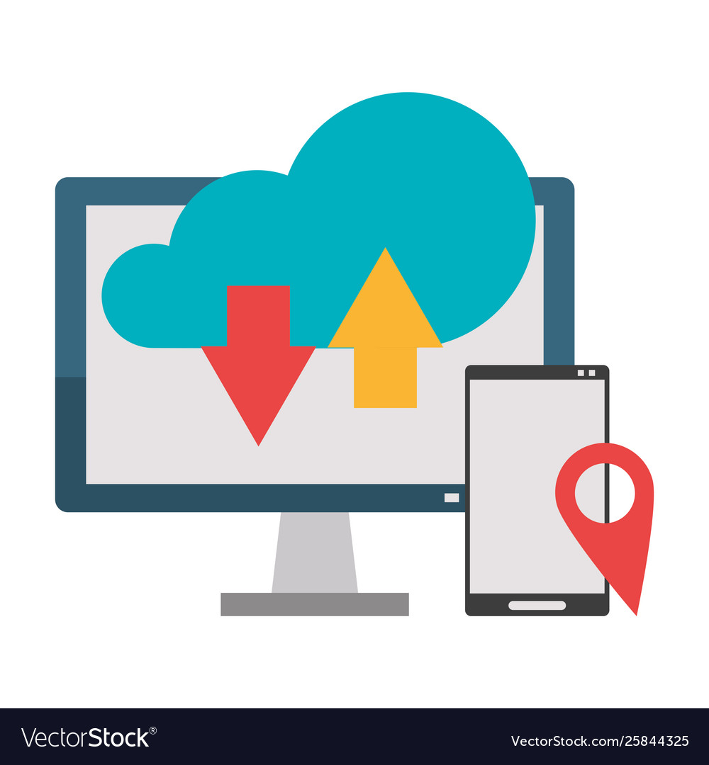 Cloud computing technology symbols isolated Vector Image