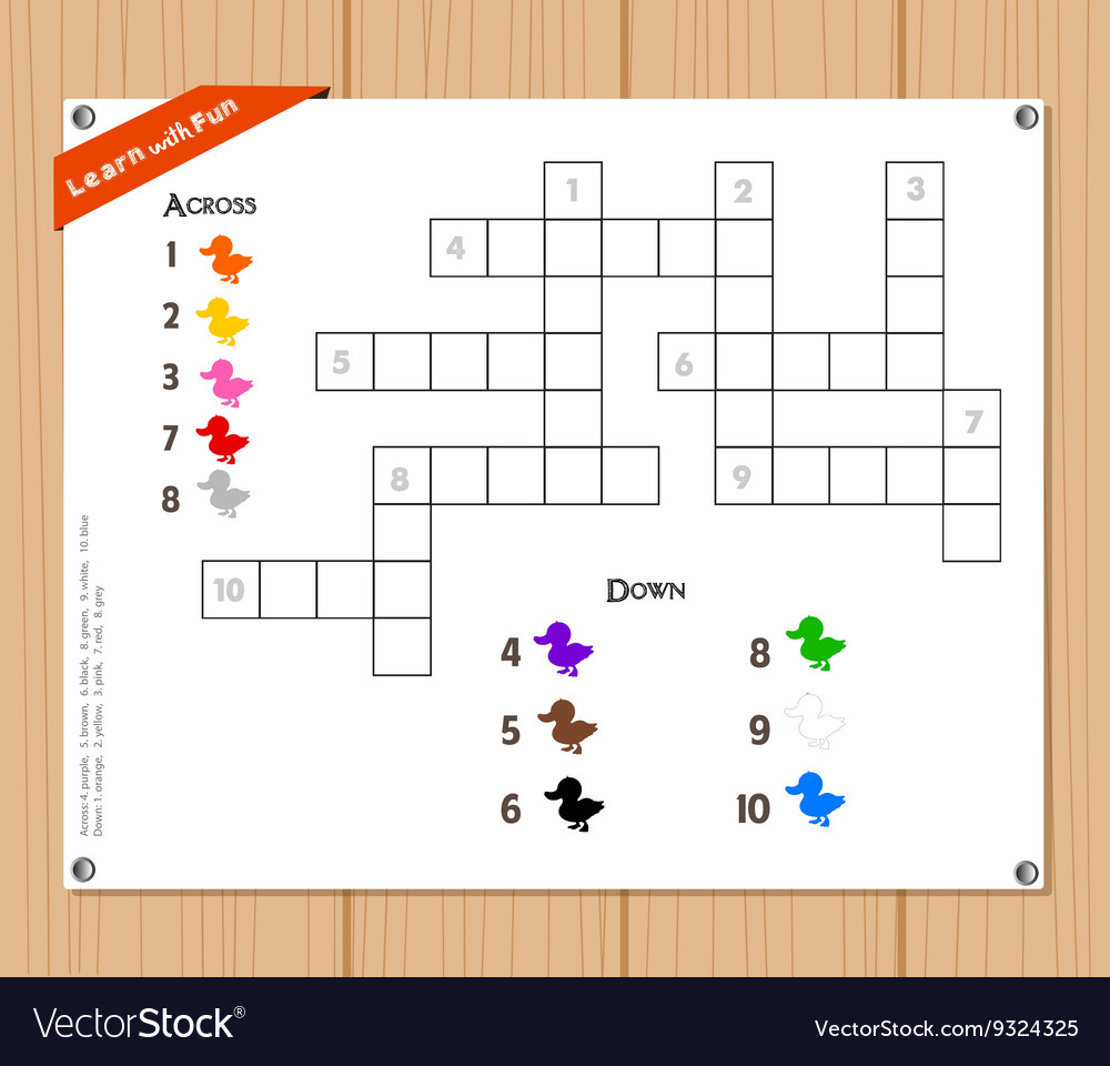 Crossword education game for children about colors