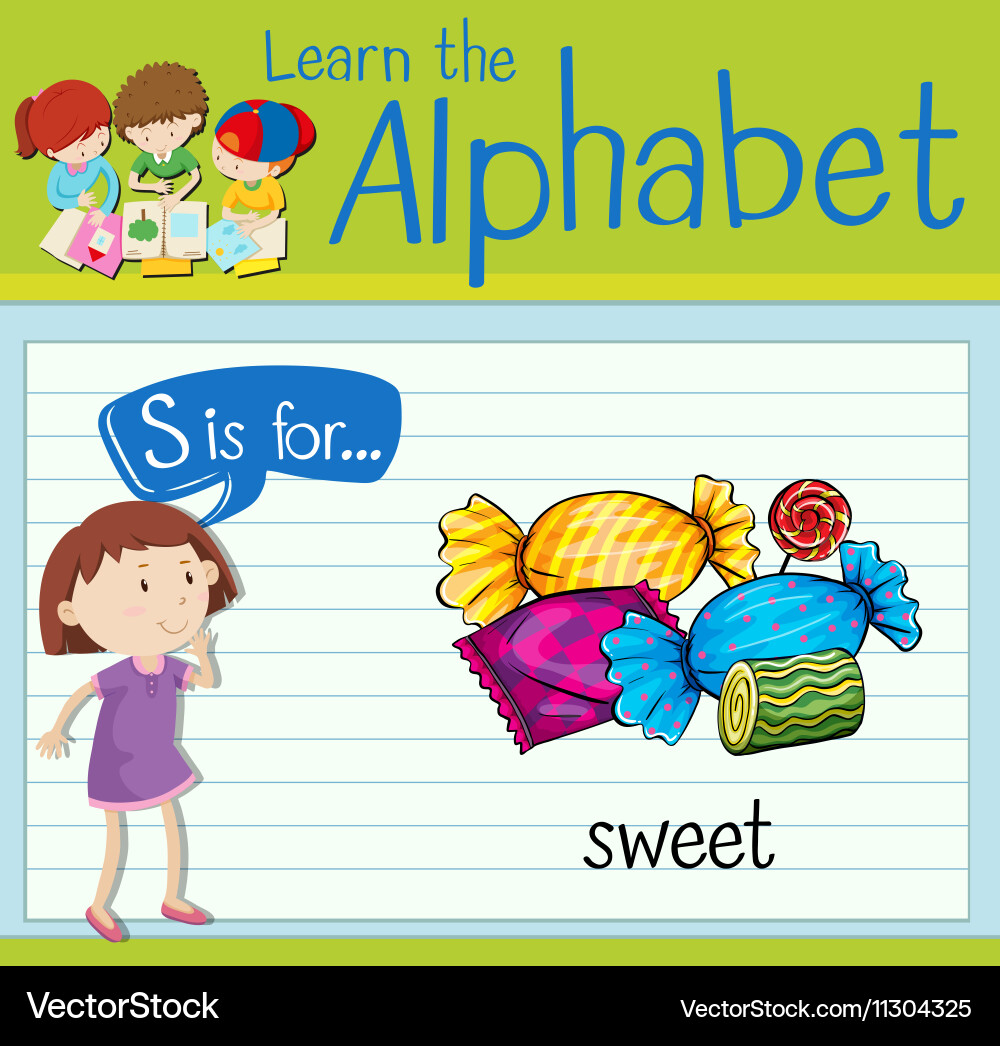 Flashcard letter s is for sweet Royalty Free Vector Image
