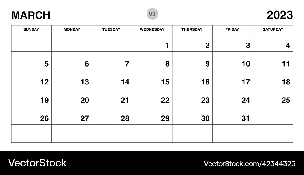 March 2023 year planner template-calendar Vector Image