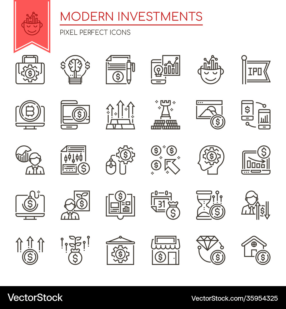 Modern investments thin line and pixel perfect Vector Image