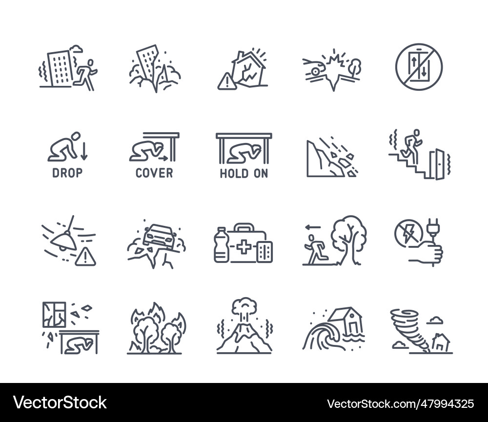 Natural disaster icons set Royalty Free Vector Image
