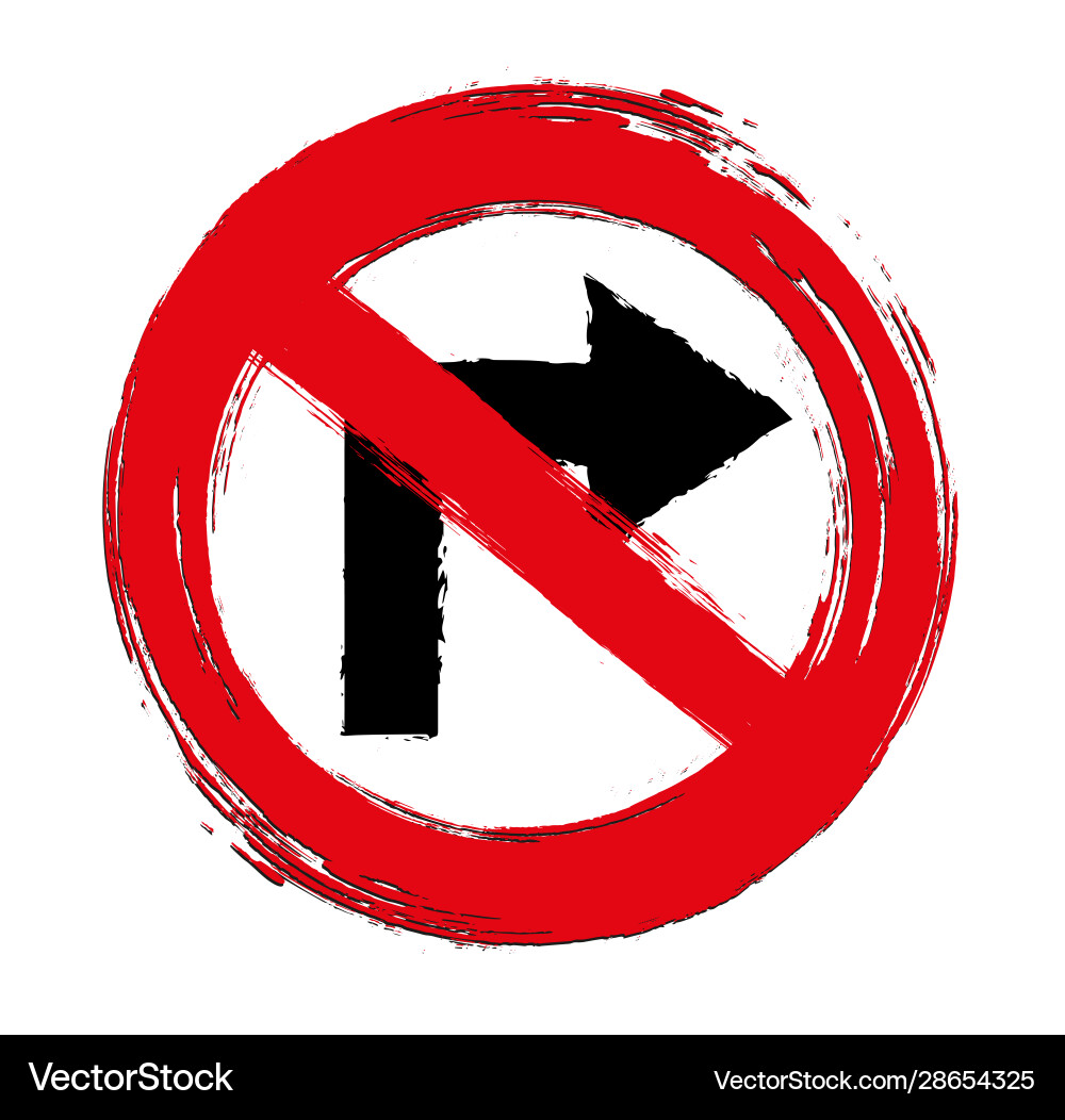 No right turn traffic sign Royalty Free Vector Image