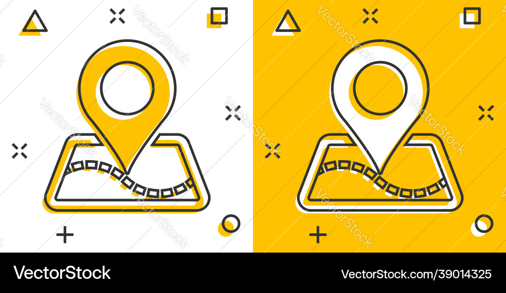 Pin map icon in comic style cartoon gps Royalty Free Vector