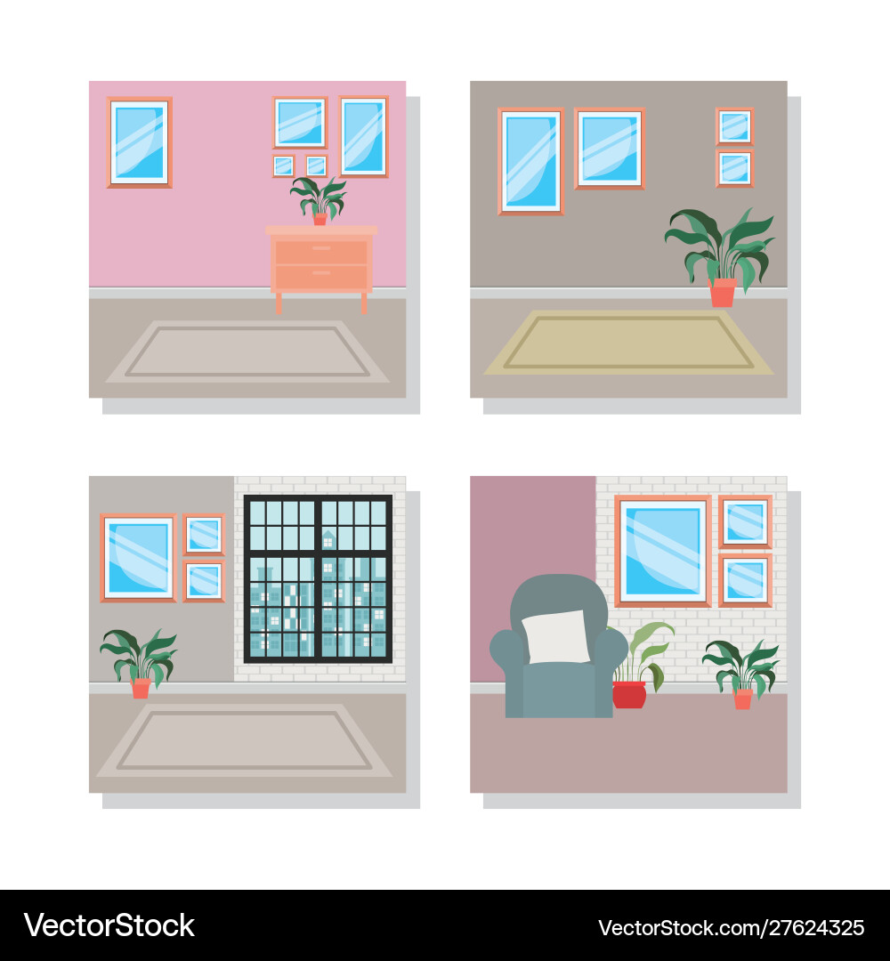 Set house indoor places scenes Royalty Free Vector Image