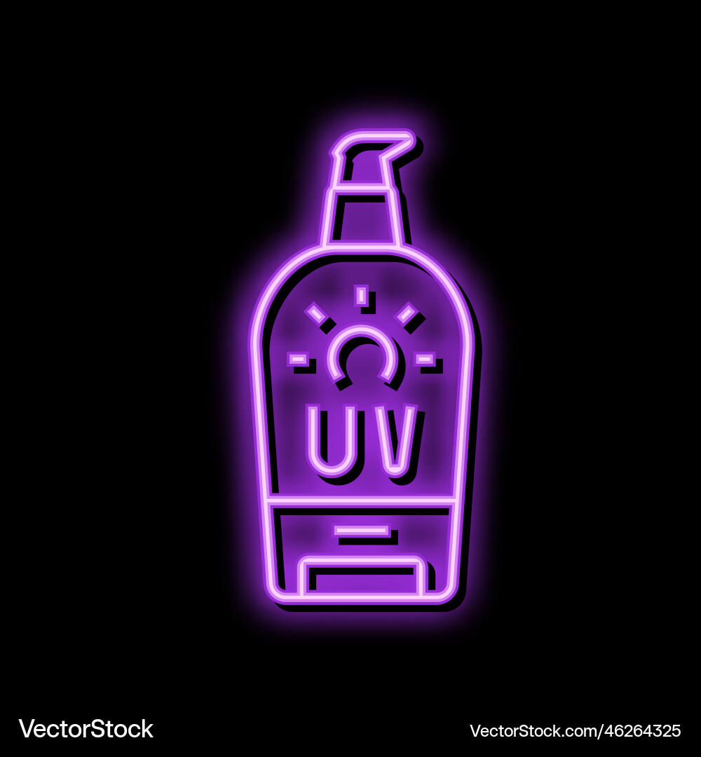 Sunscreen cream cosmetic neon glow icon Royalty Free Vector