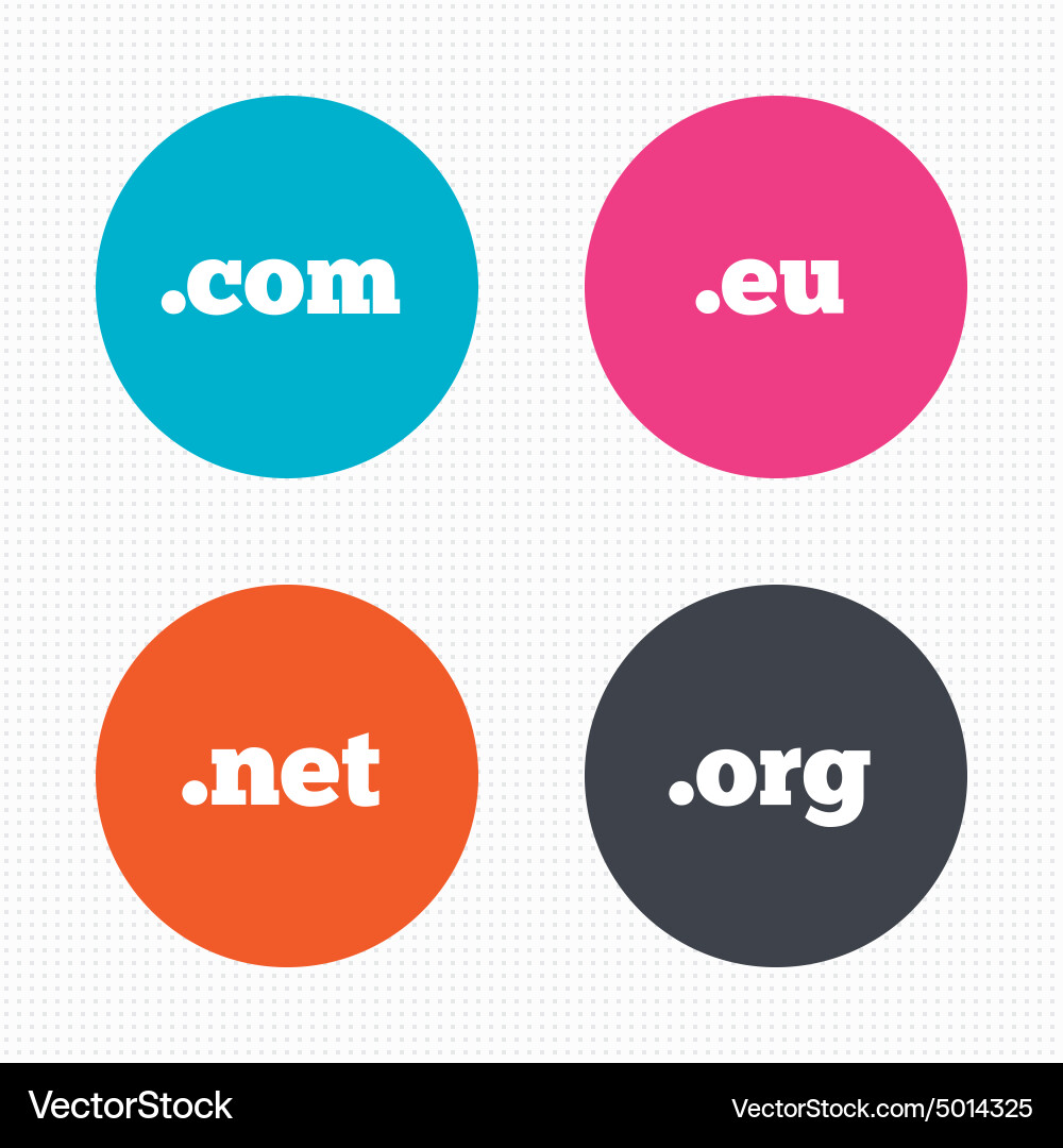Top-level domains signs com eu net and org Vector Image