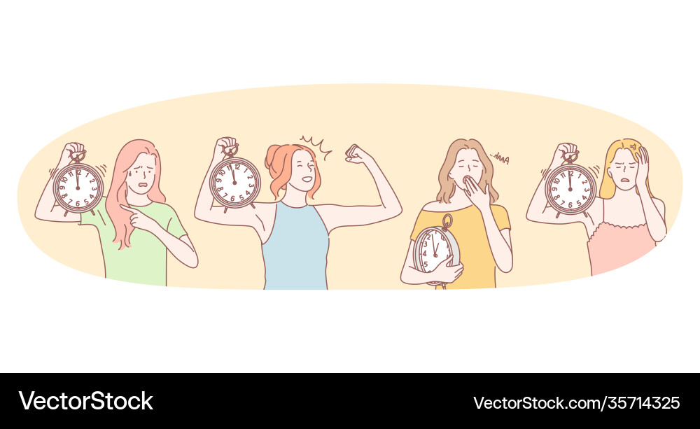 Waking Up Sleepy Feeling Energetic Morning Vector Image