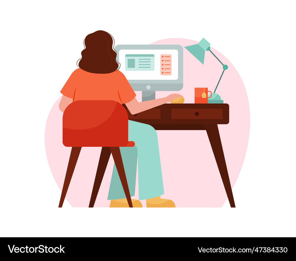 Back view of flat female Royalty Free Vector Image