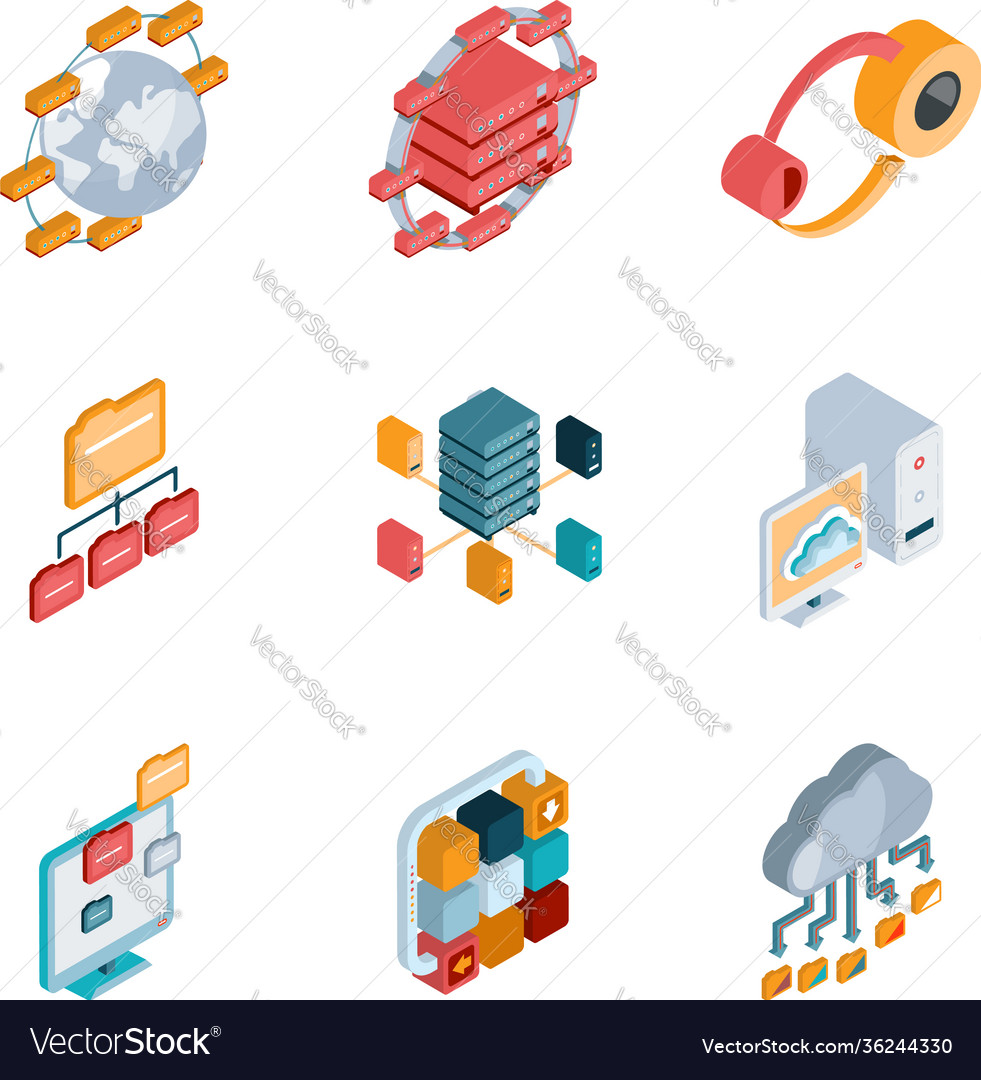 Big data analysis icons Royalty Free Vector Image