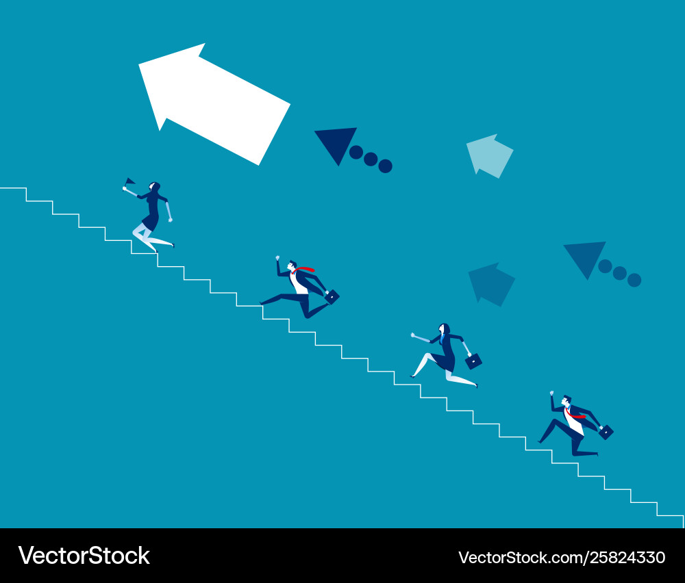 Business team climb stair concept Royalty Free Vector Image
