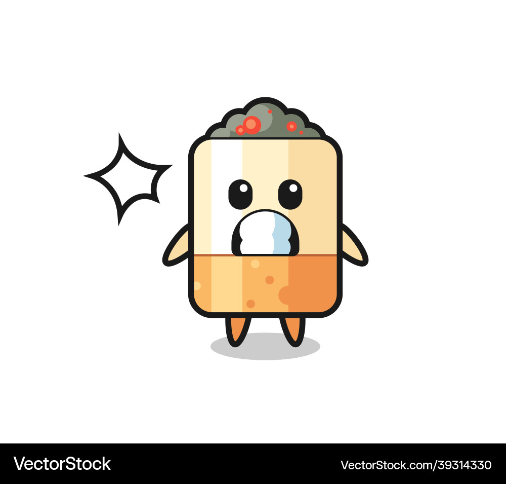 Cigarette character cartoon with shocked gesture Vector Image