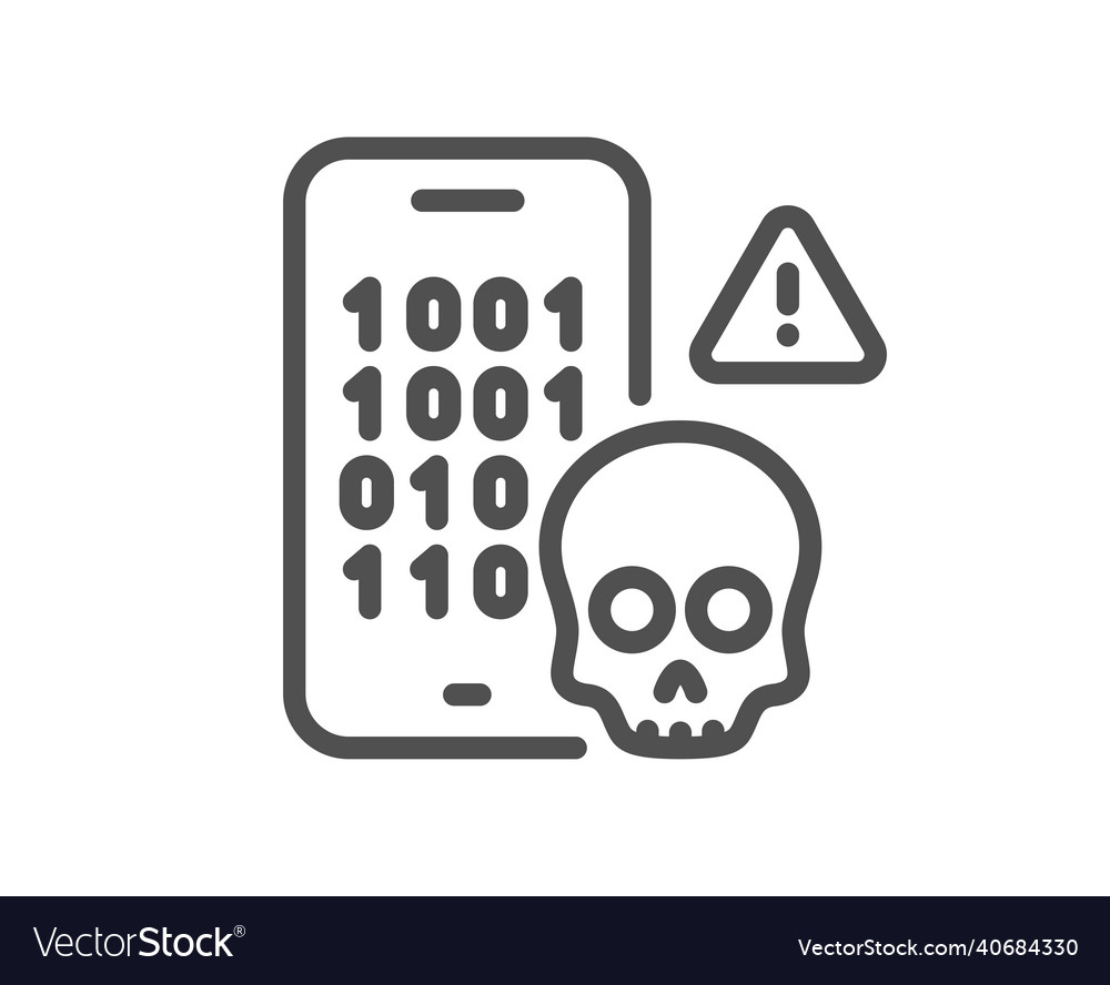 Cyber attack line icon ransomware threat sign Vector Image